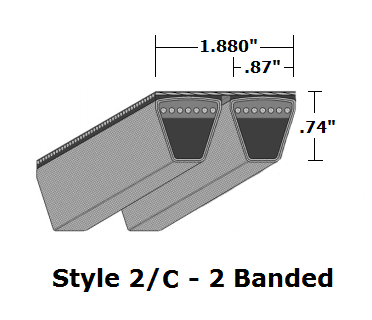 2/C85 by Bestorq | Classical 2- Banded Wrapped V-Belt | 2/C Section