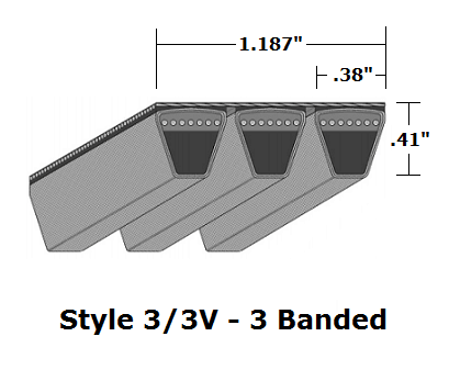 3/3V1000 by Bestorq | Wedge 3- Banded Wrapped V-Belt | 3/3V Section